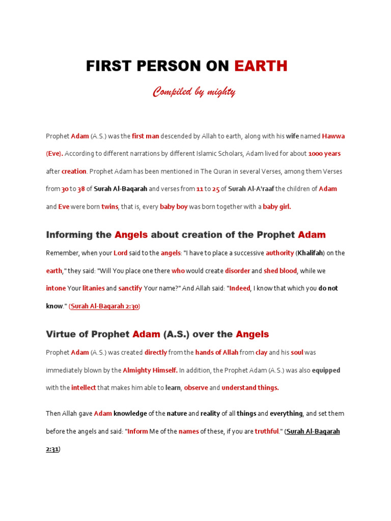 03 First Person On Earth | PDF | Adam | Religious Belief And Doctrine