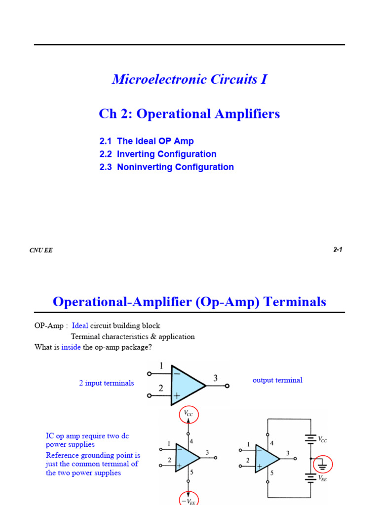 Microelectronic Circuits I: CH 2: Operational Amplifiers | PDF | Operational Amplifier | Amplifier