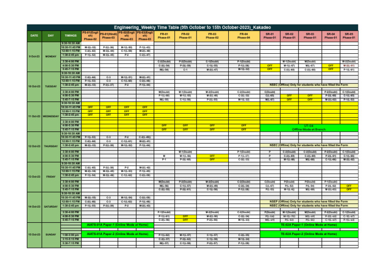 036kr Time Table Engg Batches 09 Oct 15 Oct Pdf