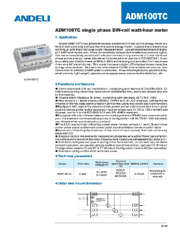 Wattorimetro Andeli Adm100 | PDF