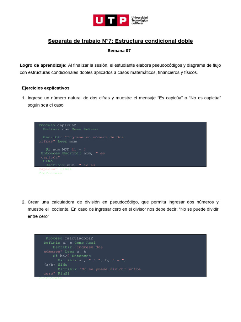 S07.s1 - Estructura Condicional Doble | PDF