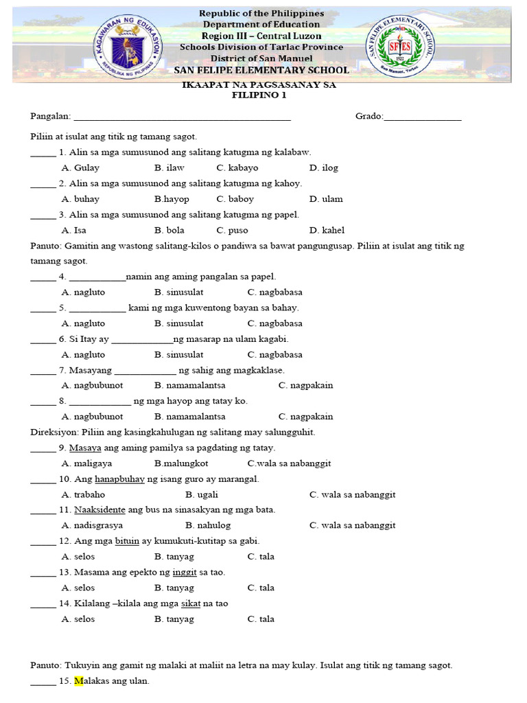 Filipino 1 | PDF