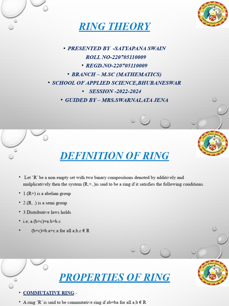Ring Theory (SPS) | PDF | Ring (Mathematics) | Group (Mathematics)