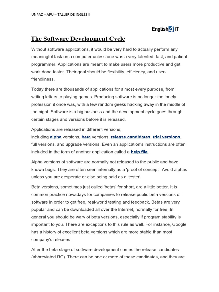 Texto TP #2 The Software Development Cycle | PDF | Software Release Life Cycle | Software