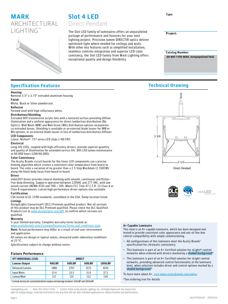 Mark S4LD Spec | PDF | Light Emitting Diode | Lighting