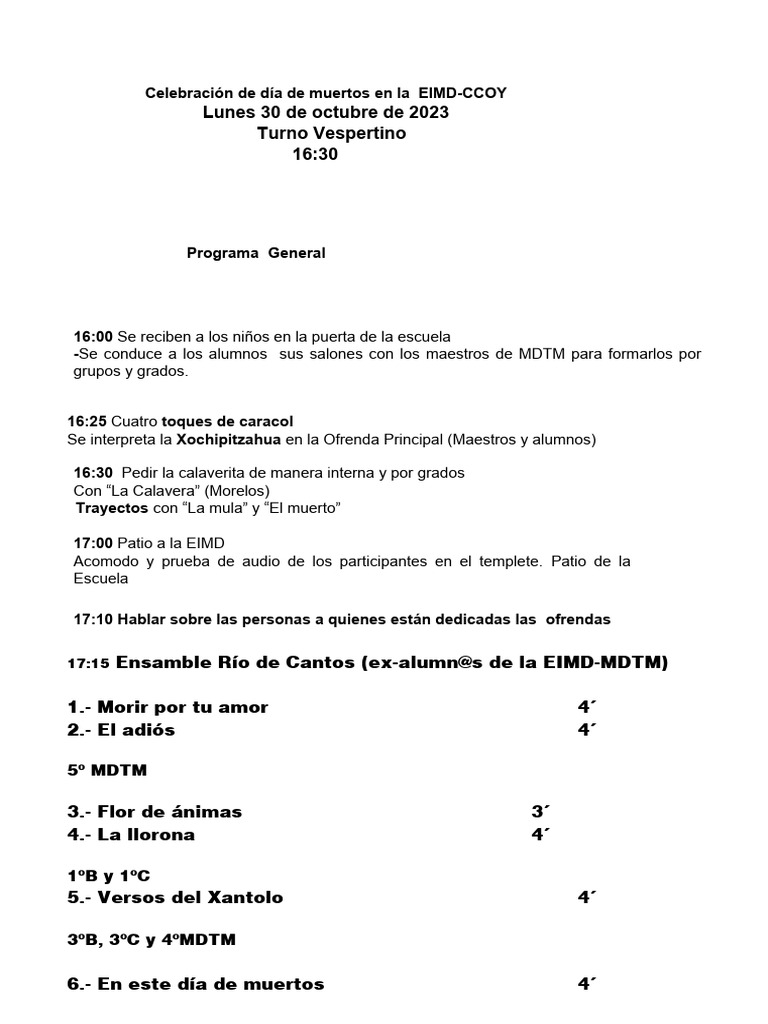 programa xantolo actualizado | PDF