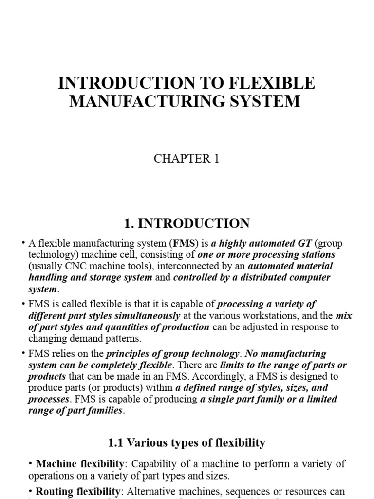 Chapter 1 Introduction To FMS | PDF | Automation | Machining
