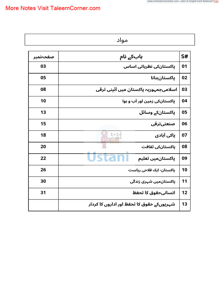 10th Class PST Complete Notes A - C To New Book - Ur | PDF