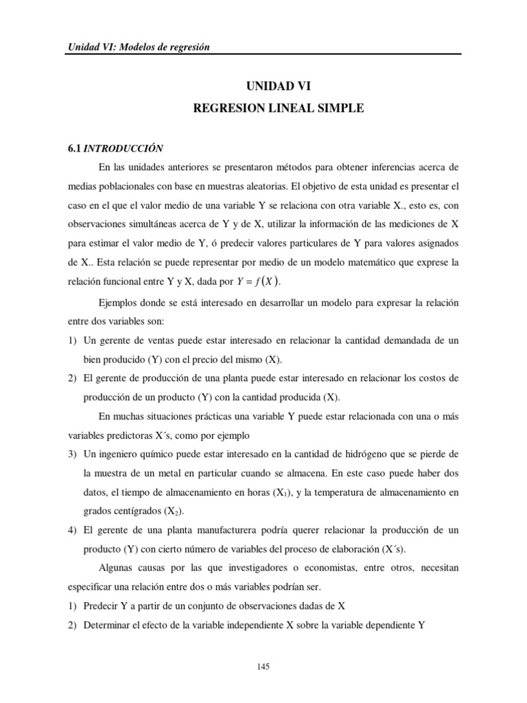 Regresión Lineal Simple | PDF | Regresión lineal | Análisis de regresión