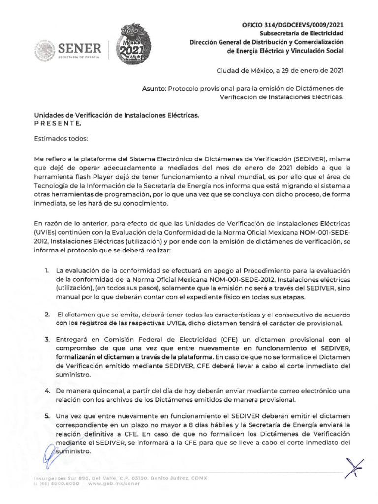 Oficio 314-DGDCEEVS-0009-2021 | PDF