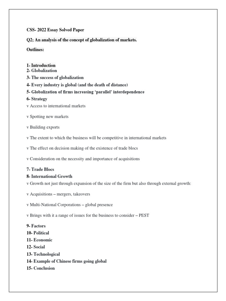 Globalization of Markets: Key Insights | PDF | Globalization | Market ...