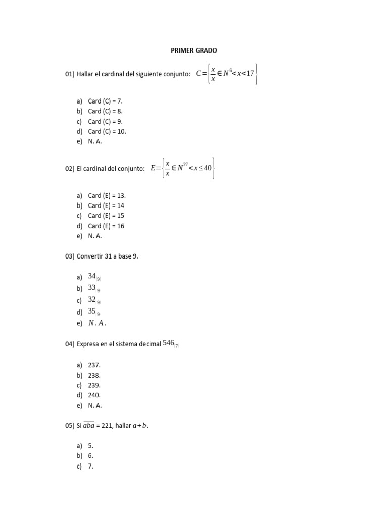 Preguntas de Matematica para El Concurso de Conocimientos | PDF | Matemáticas
