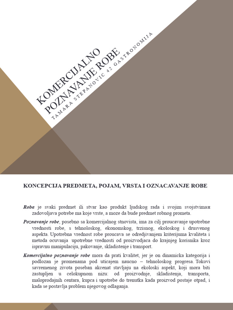 Komercijalno Poznavanje Robe | PDF