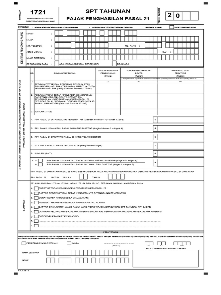 Contoh Form PPH 21 LP2P | PDF