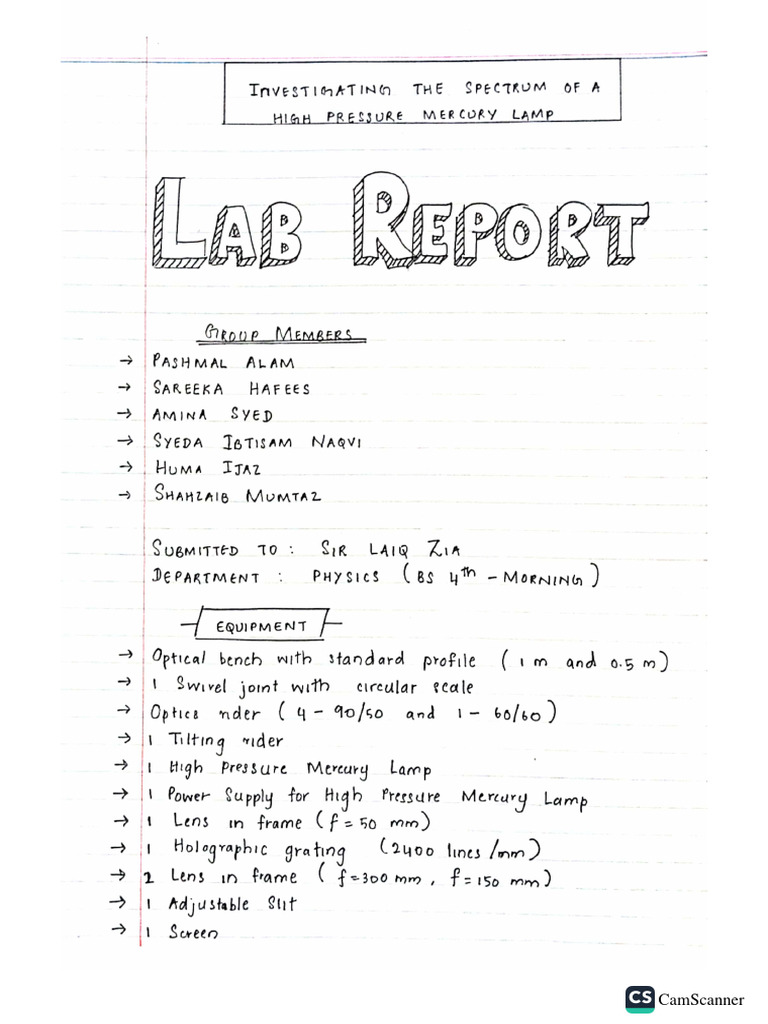 Line Spectrum LabReport | PDF