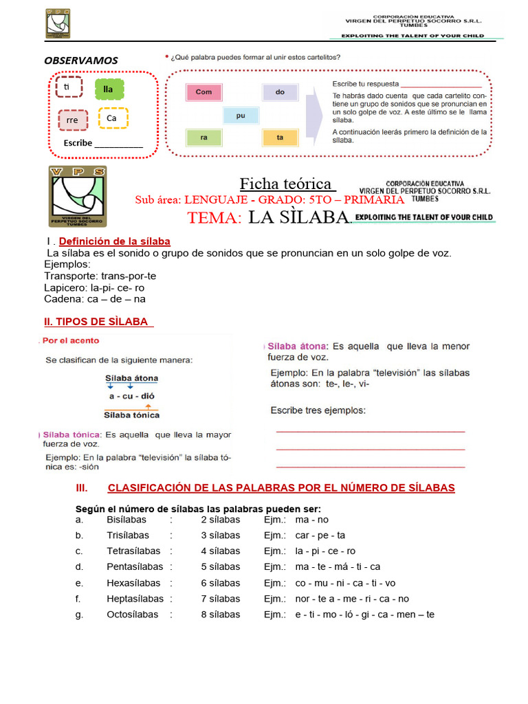 Clase - La Silaba | PDF