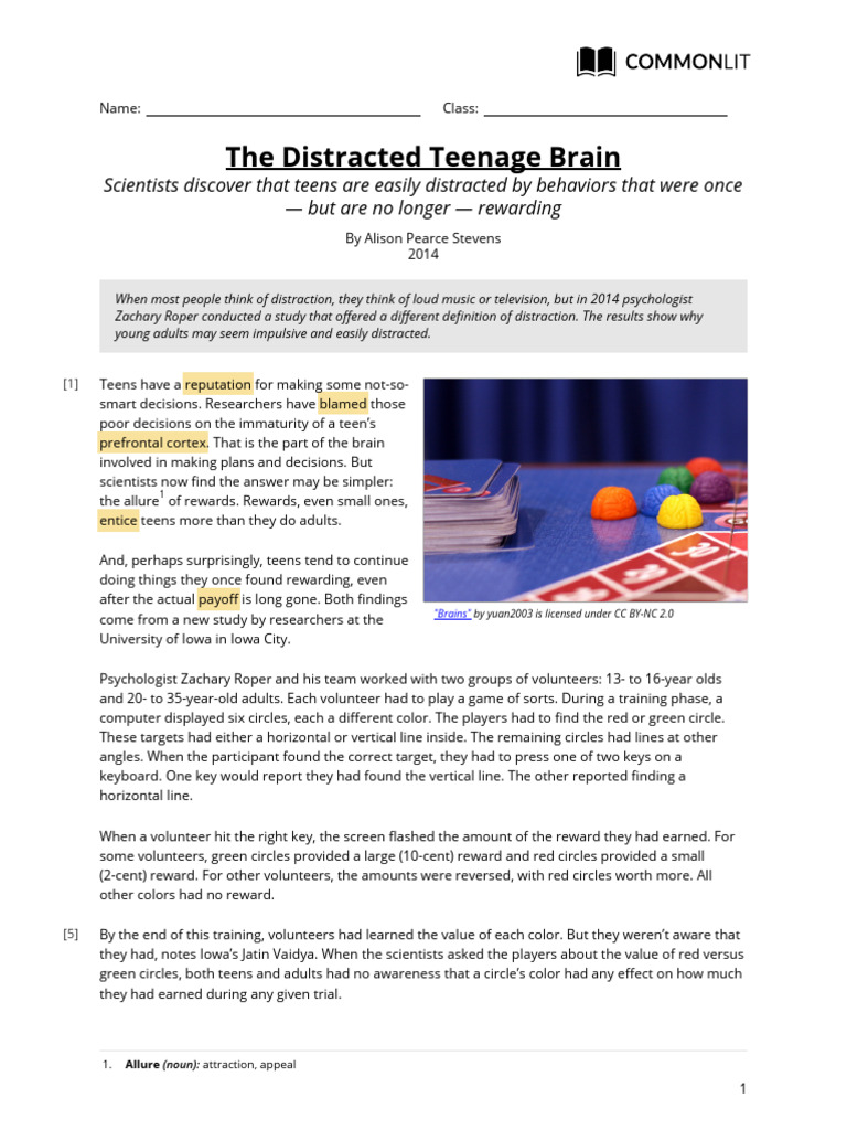 The Distracted Teenager Brain - Guessing Meaning From Context HW-1-1 ...