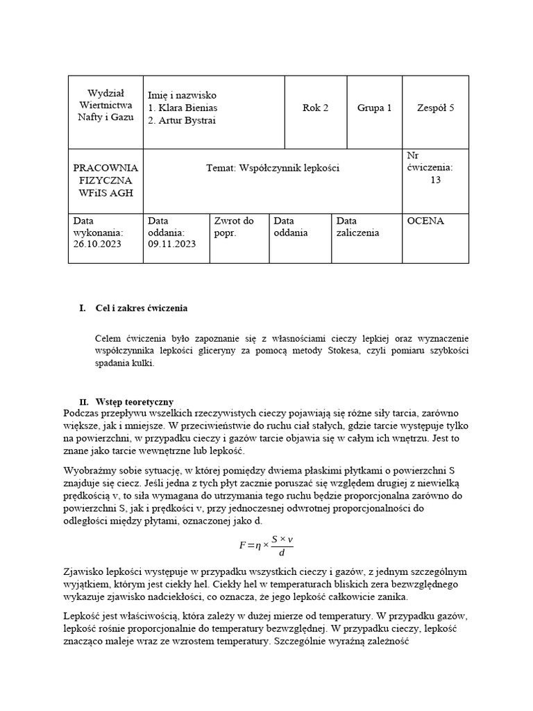 Sprawozdanie 3 Fizyka | PDF