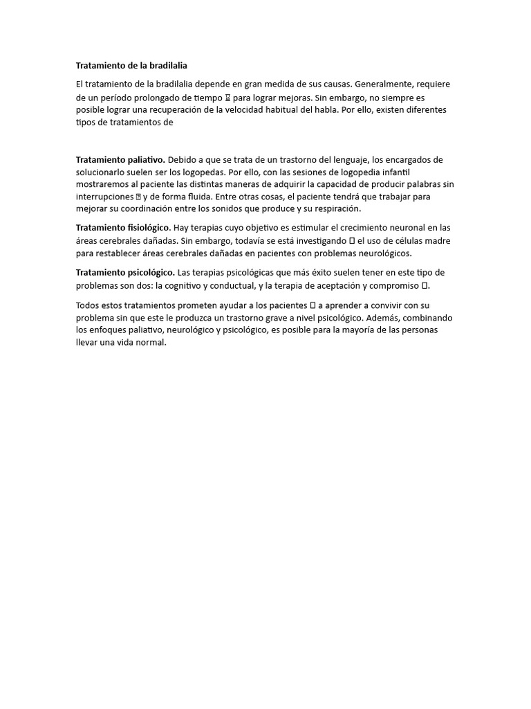 Tratamientos para la bradilalia | PDF