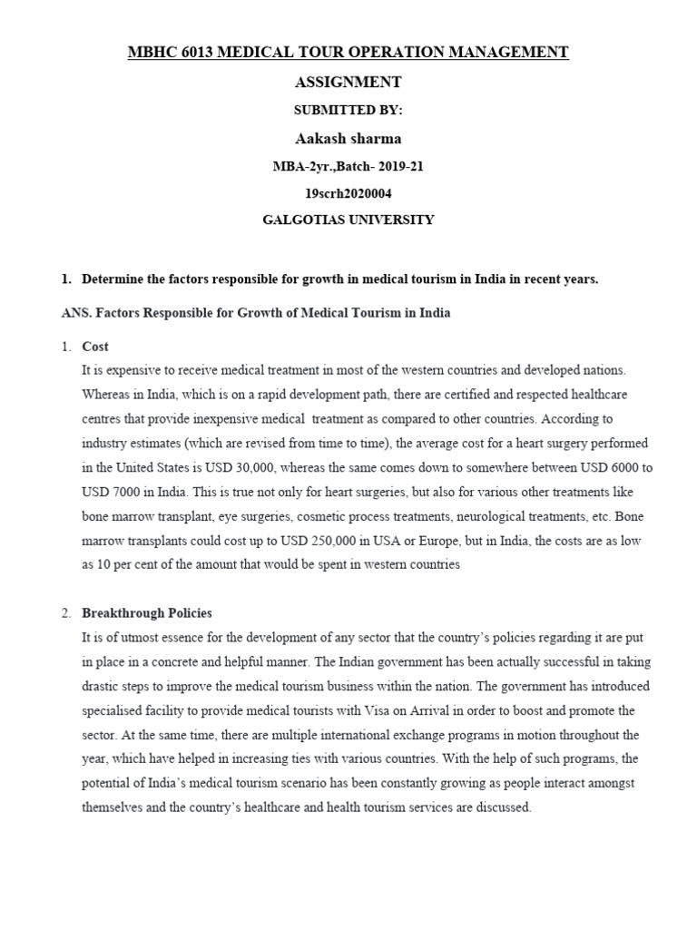 AAKASH Medical Tour MBHC 6013 Assingment | PDF | Joint Commission ...