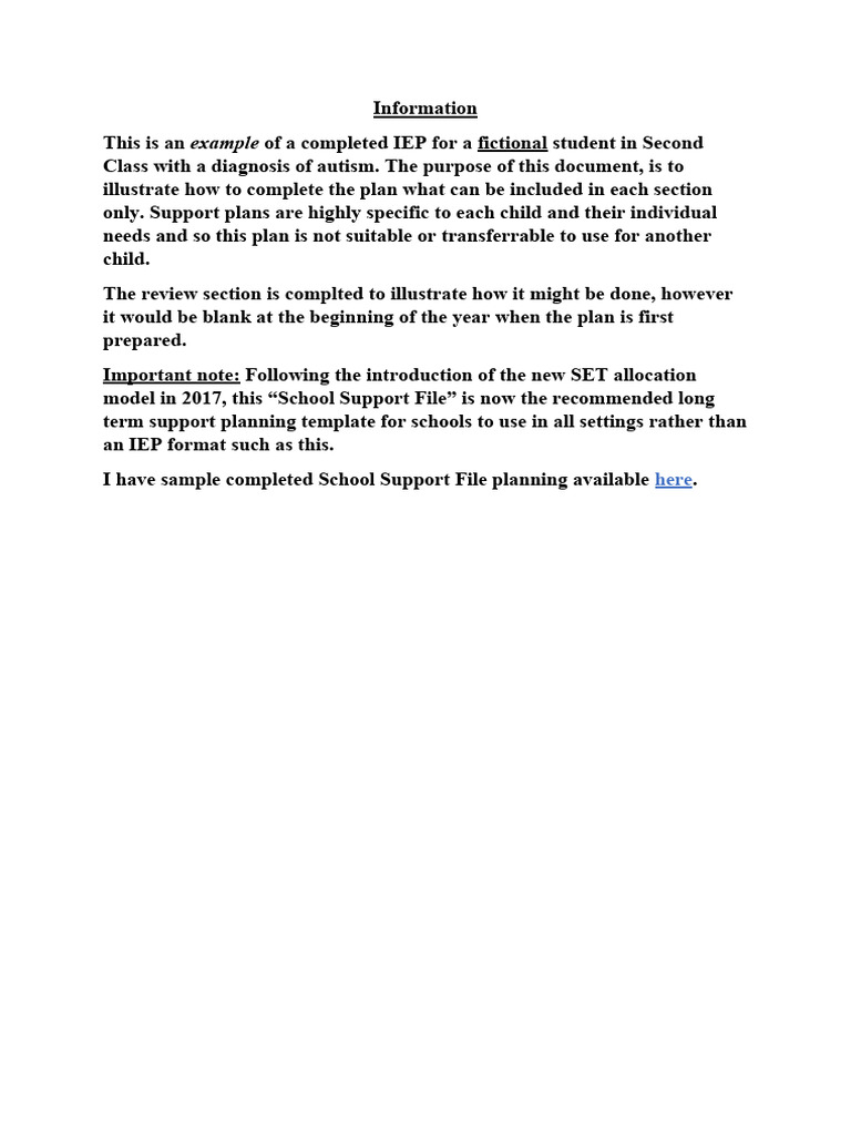 IEP Sample - Autism | PDF | Individualized Education Program | Autism ...