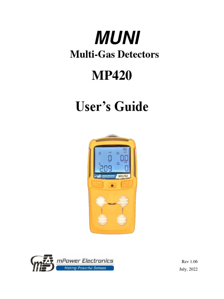 MUNI MP420 Multi-Gas Detector Guide | PDF | Usb | Carbon Dioxide