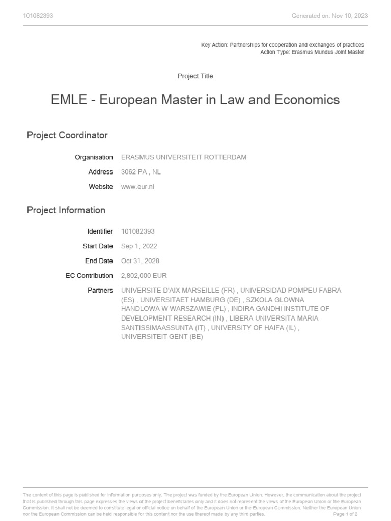 EMLE - European Master in Law and Economics | PDF | Policy | Economics