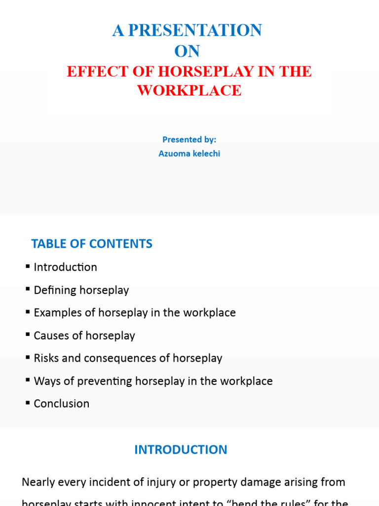 A Presentation On Effect of Horseplay in The Workplace-5 | PDF