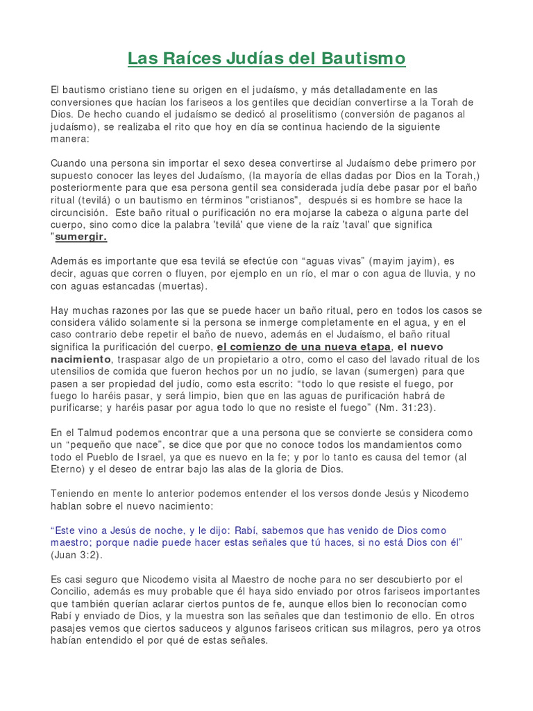 Las Raices Judias Del Bautismo | PDF | Jesús | Evangelio de Mateo