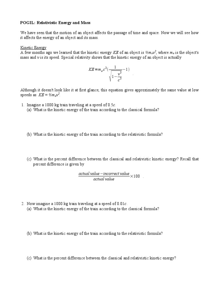 Relativistic Energy | PDF | Kinetic Energy | General Relativity