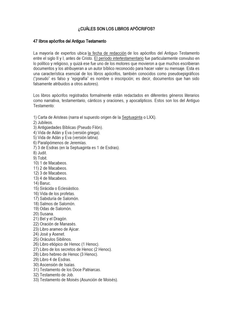 CUÁLES SON LOS LIBROS APÓCRIFOS | PDF | Evangelios | Septuaginta