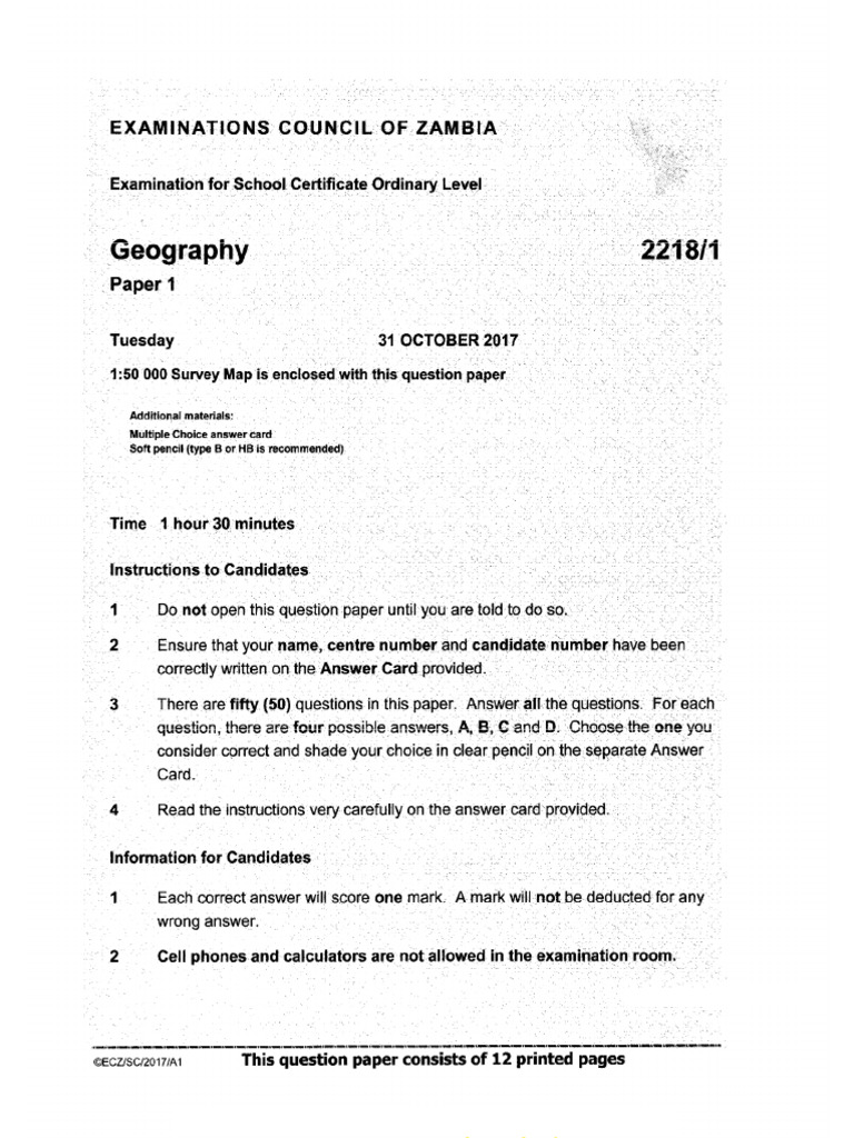 2017 Geography Paper 1 Past Paper | PDF 2017 Geography Paper 1 Past Paper | PDF