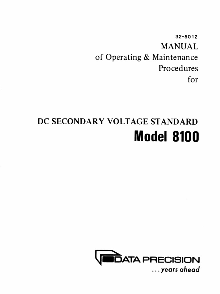 Data Precision Model 8100 DC Secondary Voltage Standard | PDF