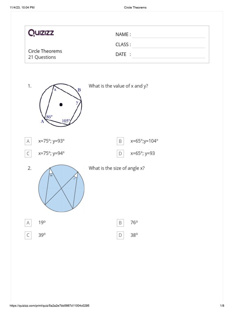 Circle Theorems | PDF | Circle | Euclidean Plane Geometry
