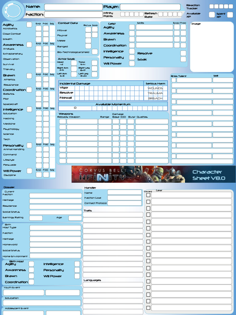 Character Sheet V8.0 for RPGs | PDF