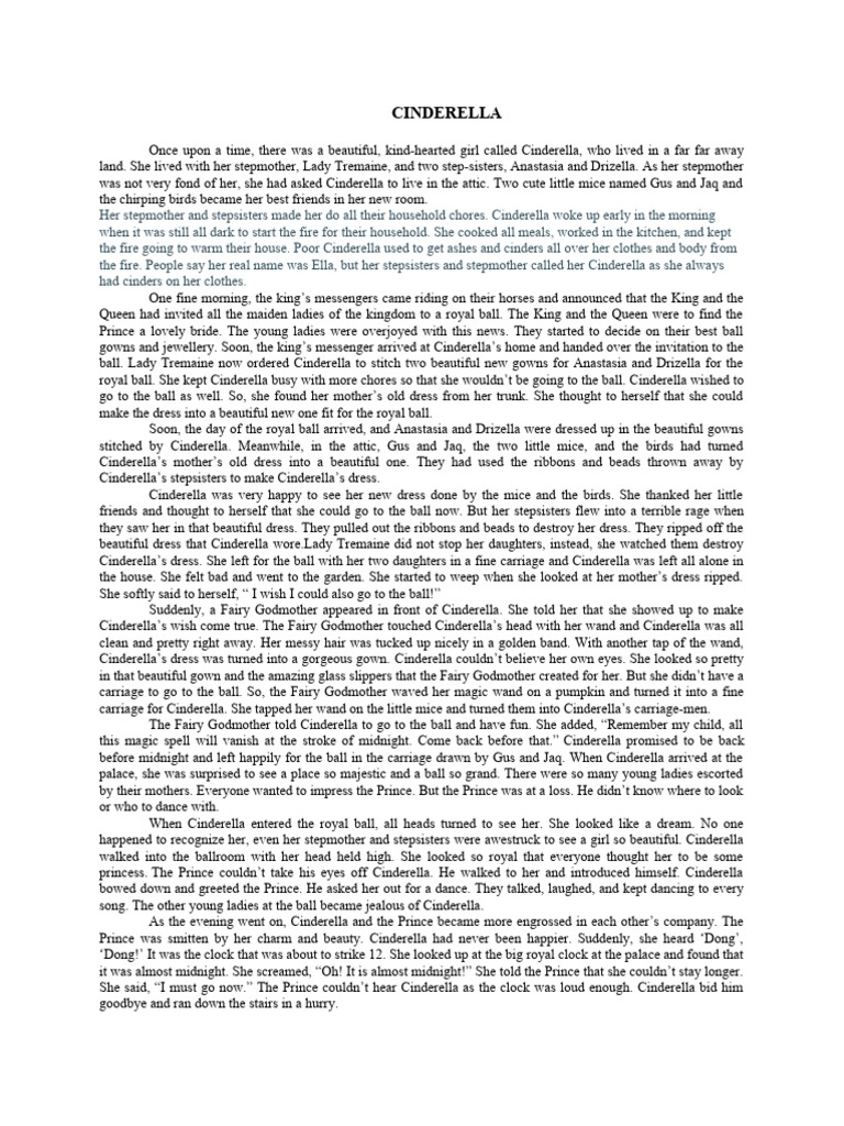 Cinderella Stoty | Download Free PDF | Cinderella | Fairy Tales