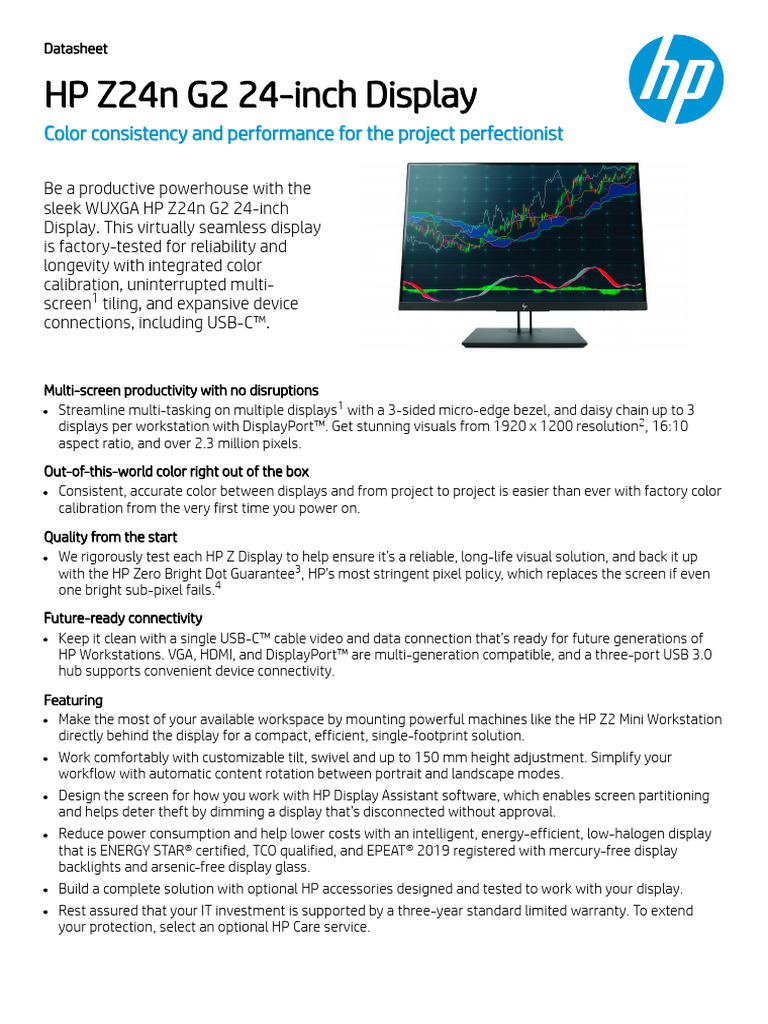 HP Z24n G2 24-Inch Display | PDF | Computer Monitor | Usb