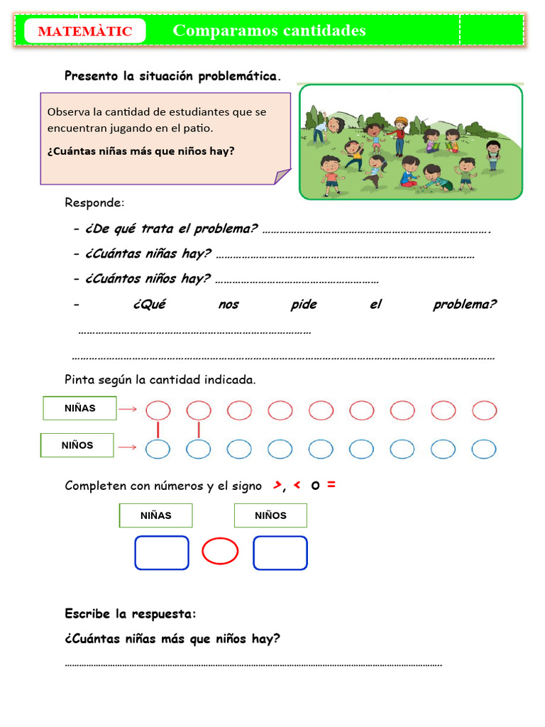 D5 A1 FICHA MAT. Comparamos Cantidades | PDF