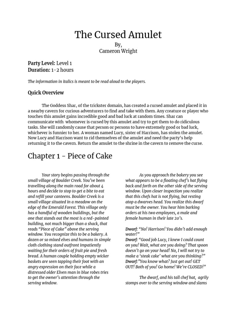 The Cursed Amulet Website Version | PDF