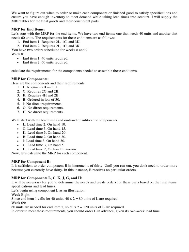 MRP Calculation for Inventory Management | PDF | Economies | Business ...