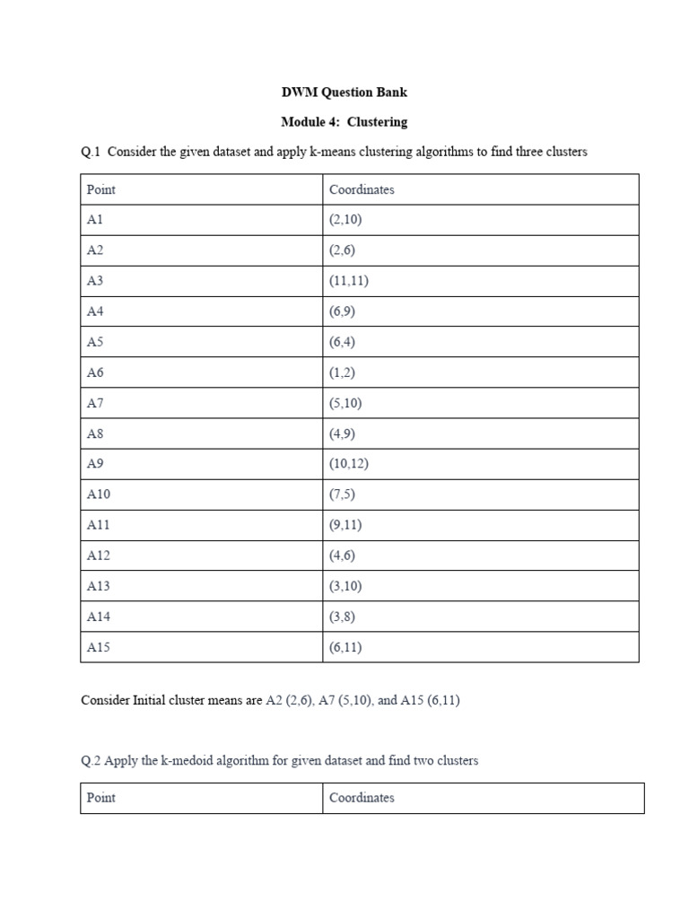 DWM Question Bank | PDF | Statistical Classification | Spatial Analysis
