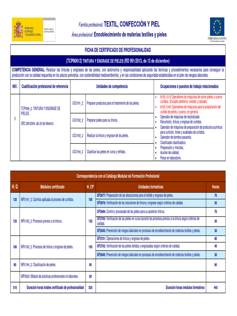 TCPN0612 Ficha | PDF | Licenciatura | Cuero