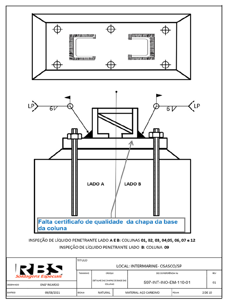 Desenho Da Chapa de Base | PDF
