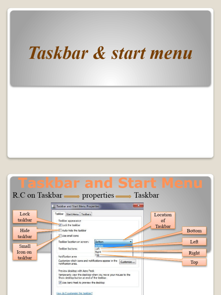 Taskbar and Start Menu Customization | PDF