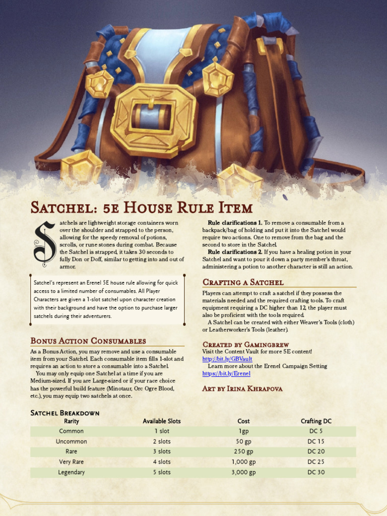Satchel | PDF | Role Playing Games