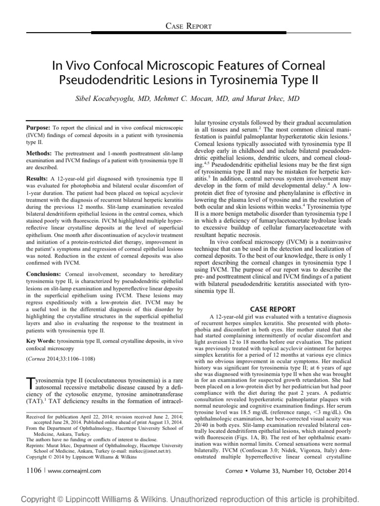 In Vivo Confocal Microscopic Features of Corneal Pseudodendritic ...