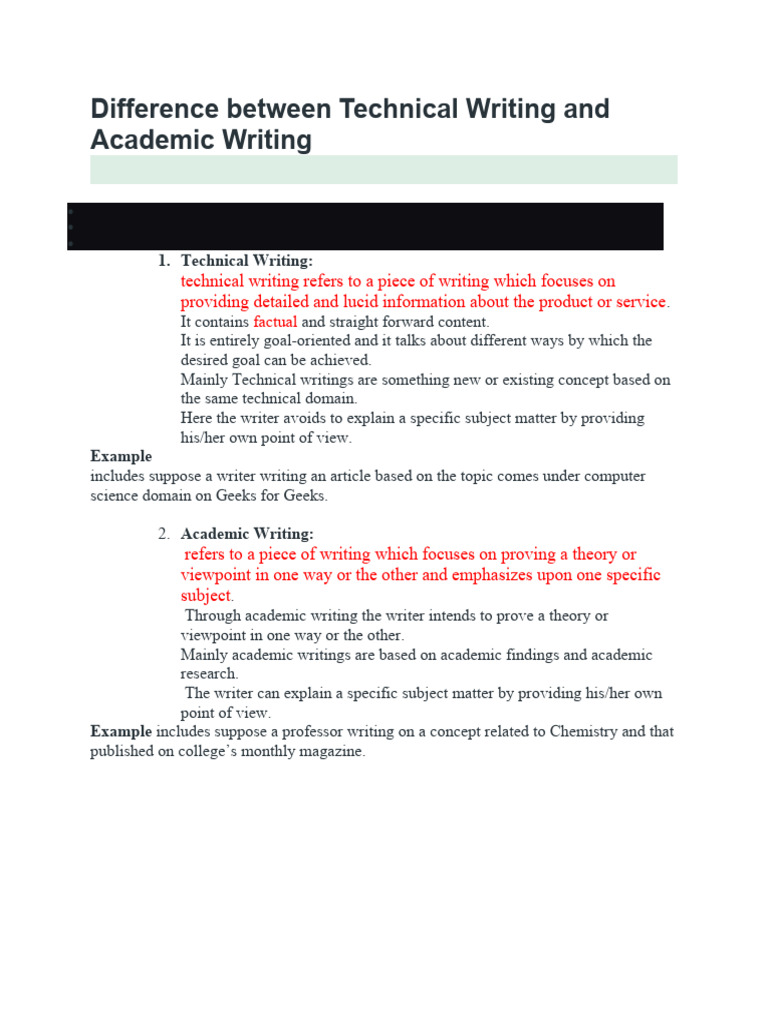 Technical vs Academic Writing Explained | PDF | Linguistics | Grammar