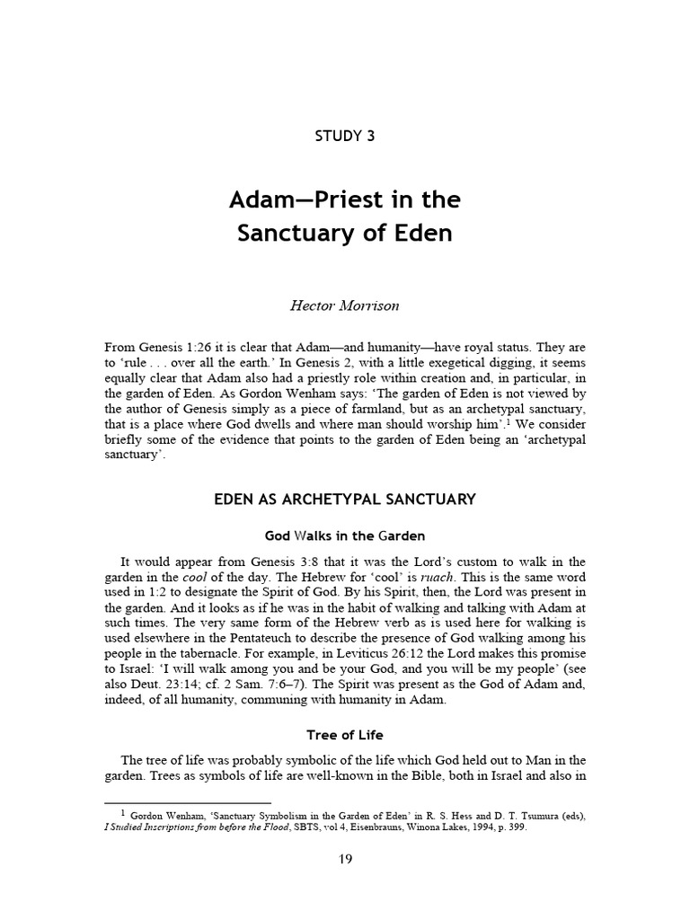 Adam - Priest in The Sanctuary of Eden | PDF | Garden Of Eden | Adam