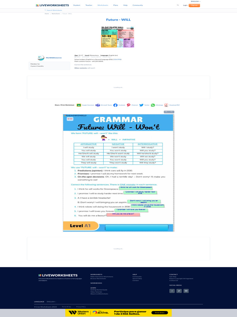 Future Will Worksheet Live Worksheets Pdf Worksheet Computing