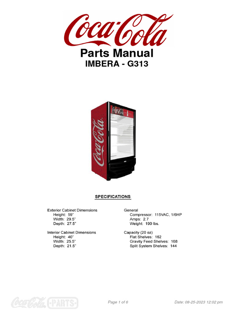 MANUAL IMBERA G313 Cocacola | PDF | Manufactured Goods | Equipment